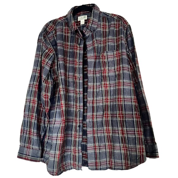 L.L. Bean | Shirts | Ll Bean Men Xl Flannel Shirt Plaid Red Gray ...